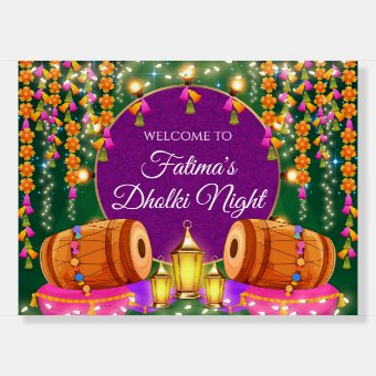 Dholki Night Welcome signs & Wedding Dholki sign | Zazzle