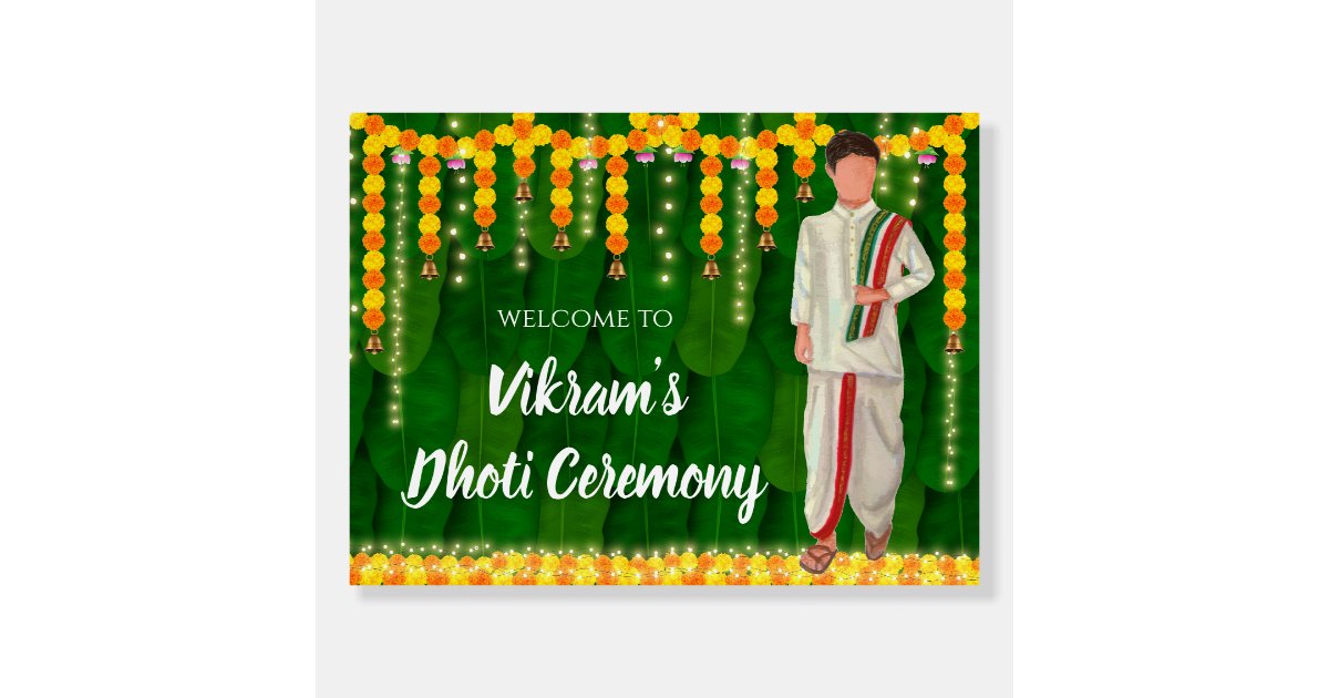 Dhoti ceremony sign & Dhoti function welcome sign | Zazzle