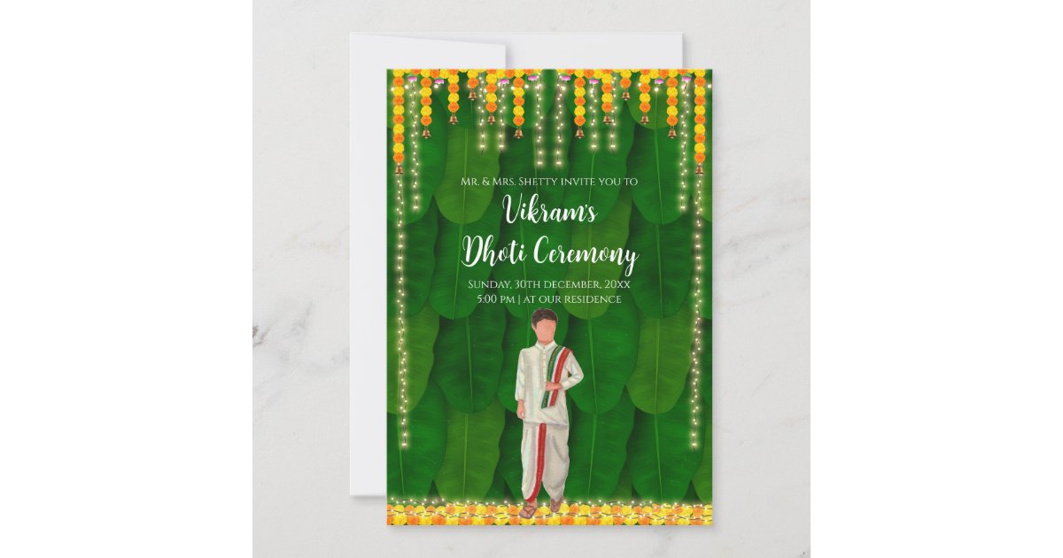 Dhoti function invitation Dhoti Ceremony invite | Zazzle