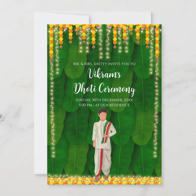 Dhoti function invitation Dhoti Ceremony invite | Zazzle