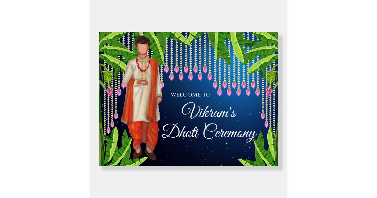 Dhoti function signs & Dhoti ceremony welcome sign | Zazzle