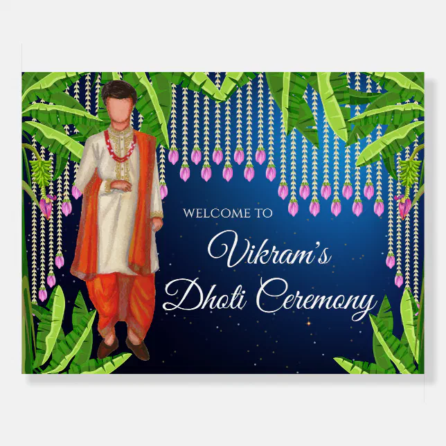 Dhoti function signs & Dhoti ceremony welcome sign | Zazzle