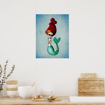 Dia de Los Muertos La Catrina Mermaid Poster | Zazzle