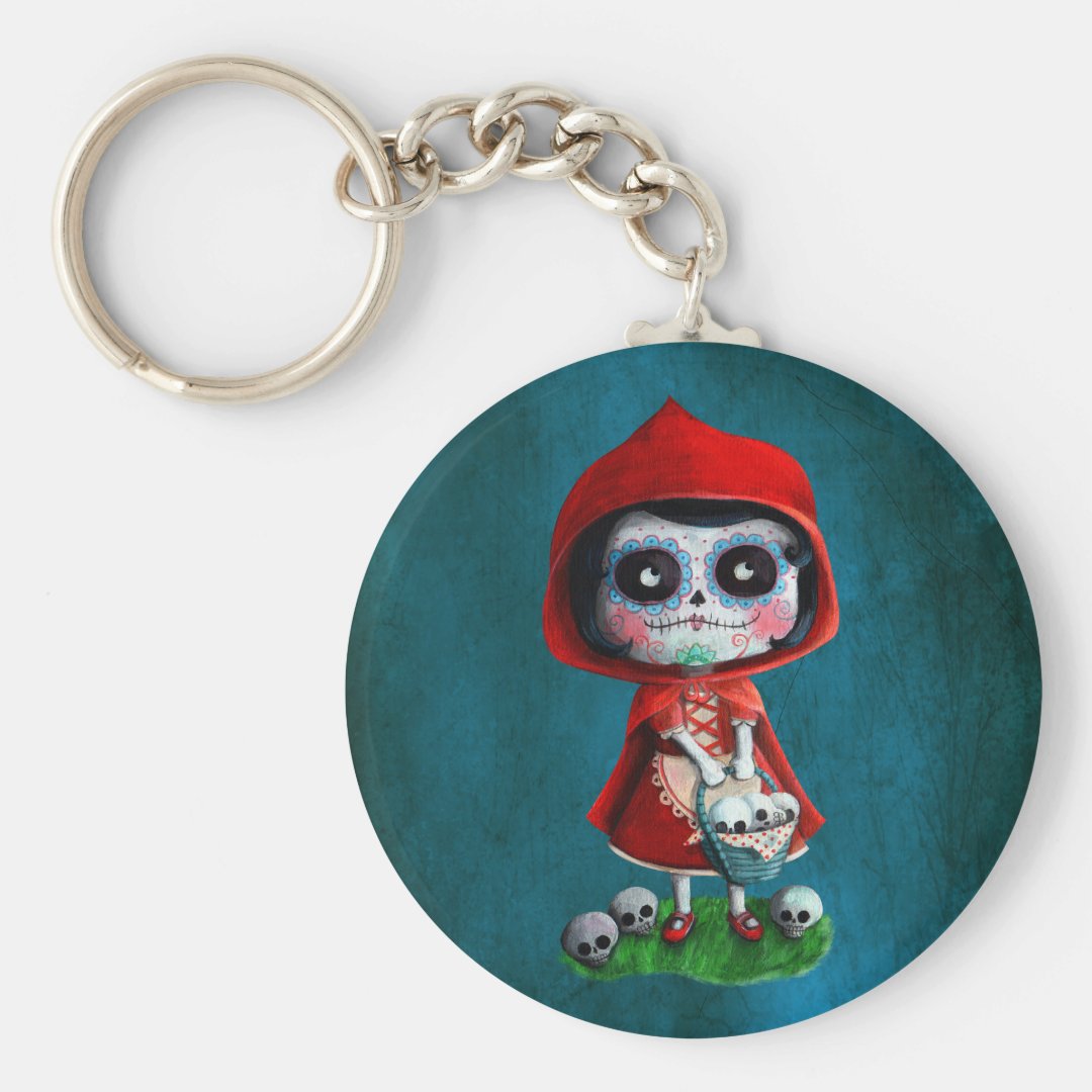 Dia de los Muertos Little Red Riding Hood Keychain | Zazzle