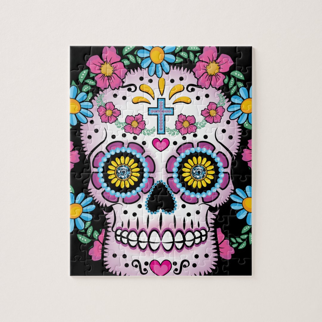 Dia de los Muertos Skull Jigsaw Puzzle | Zazzle