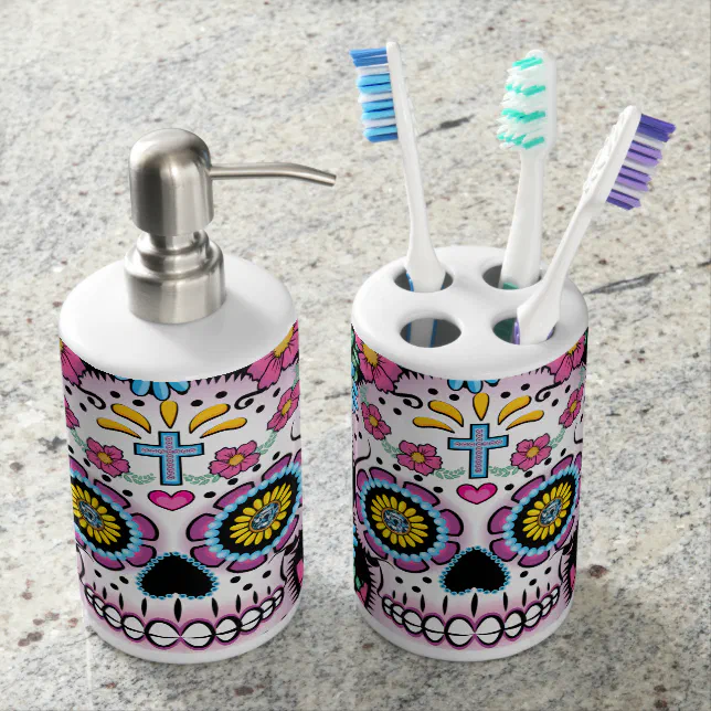 Dia de los Muertos Sugar Skull Bathroom Set | Zazzle