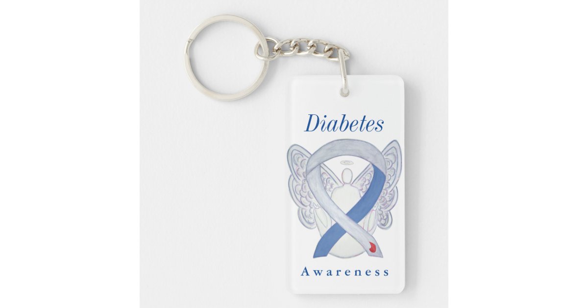 Diabetes Angel Awareness Ribbon Custom Keychain | Zazzle