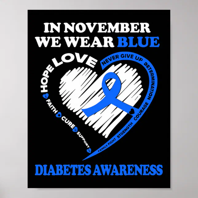 Diabetes Awareness In November We Wear Blue Poster | Zazzle