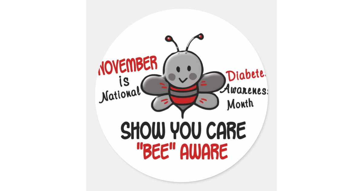 Diabetes Awareness Month Bee 1.1 Classic Round Sticker | Zazzle