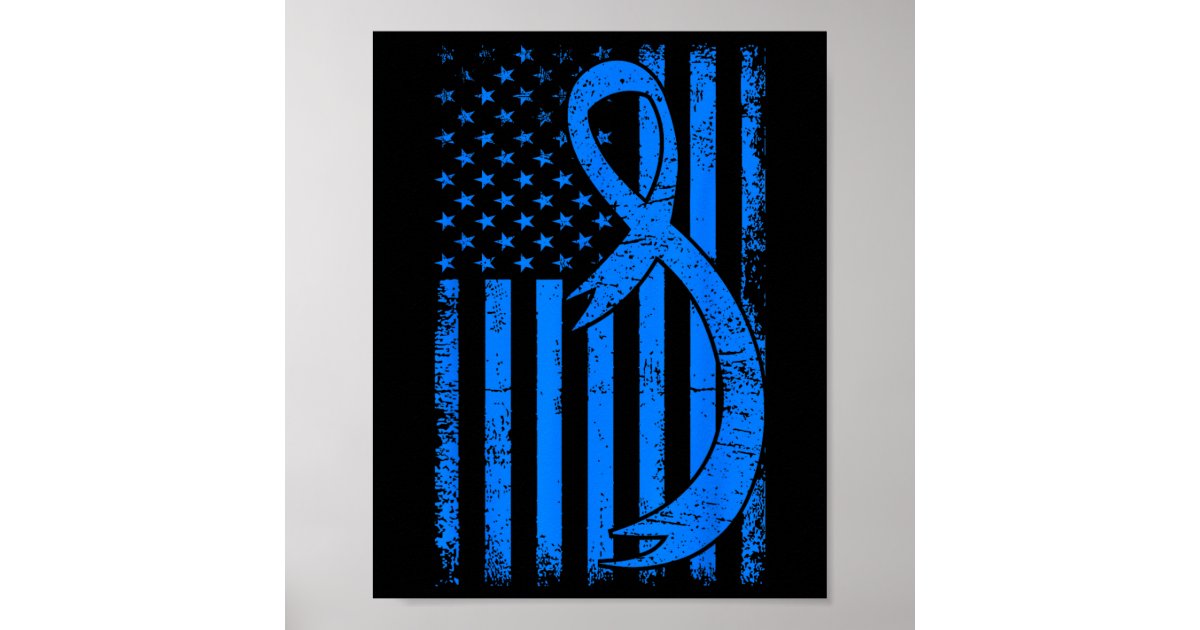 Diabetes Awareness Month Flag Blue Ribbon T1d Type Poster | Zazzle