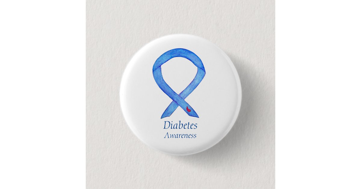 Diabetes Awareness Ribbon Art Custom Button Pins | Zazzle