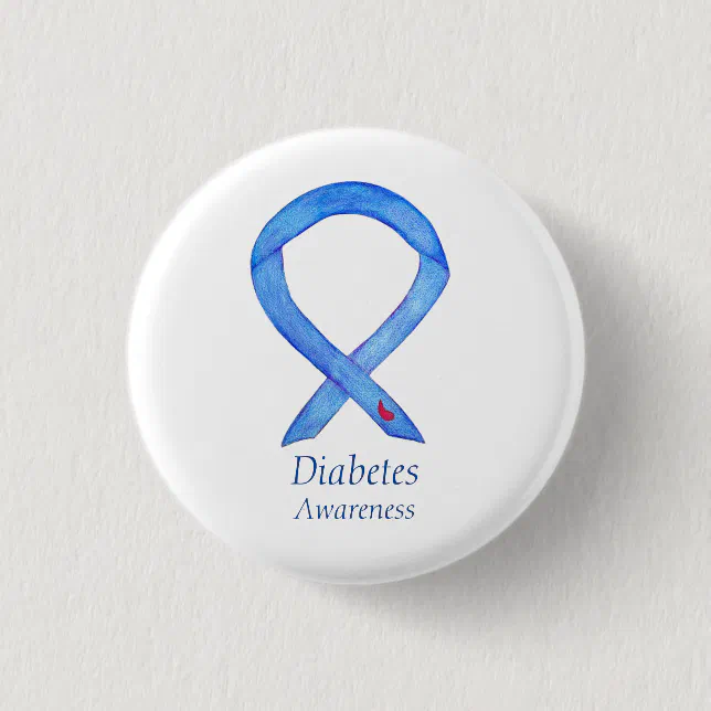 Diabetes Awareness Ribbon Art Custom Button Pins | Zazzle