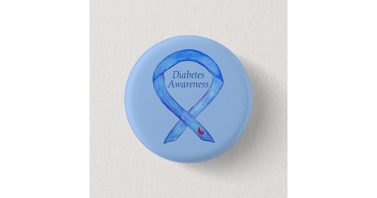 Diabetes Awareness Ribbon Art Custom Pin Button | Zazzle
