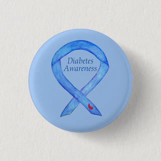 Diabetes Awareness Ribbon Art Custom Pin Button | Zazzle