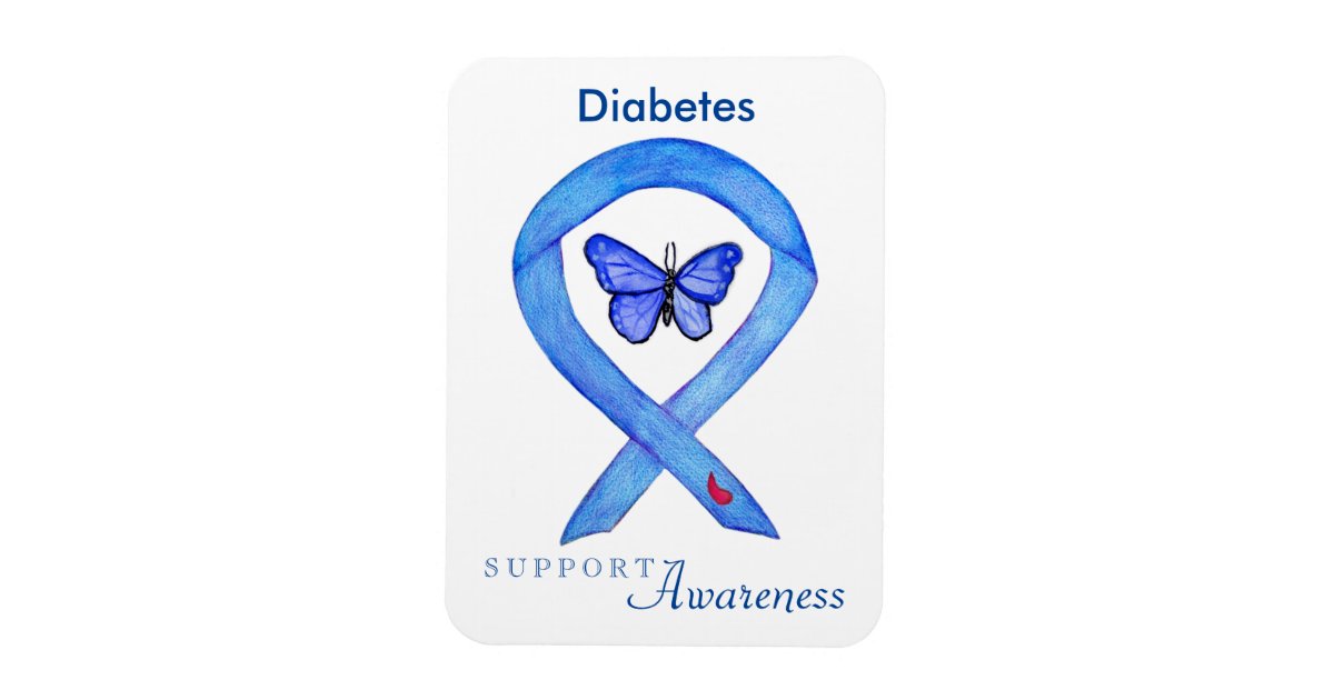 Diabetes Awareness Ribbon Butterfly Fridge Magnets | Zazzle