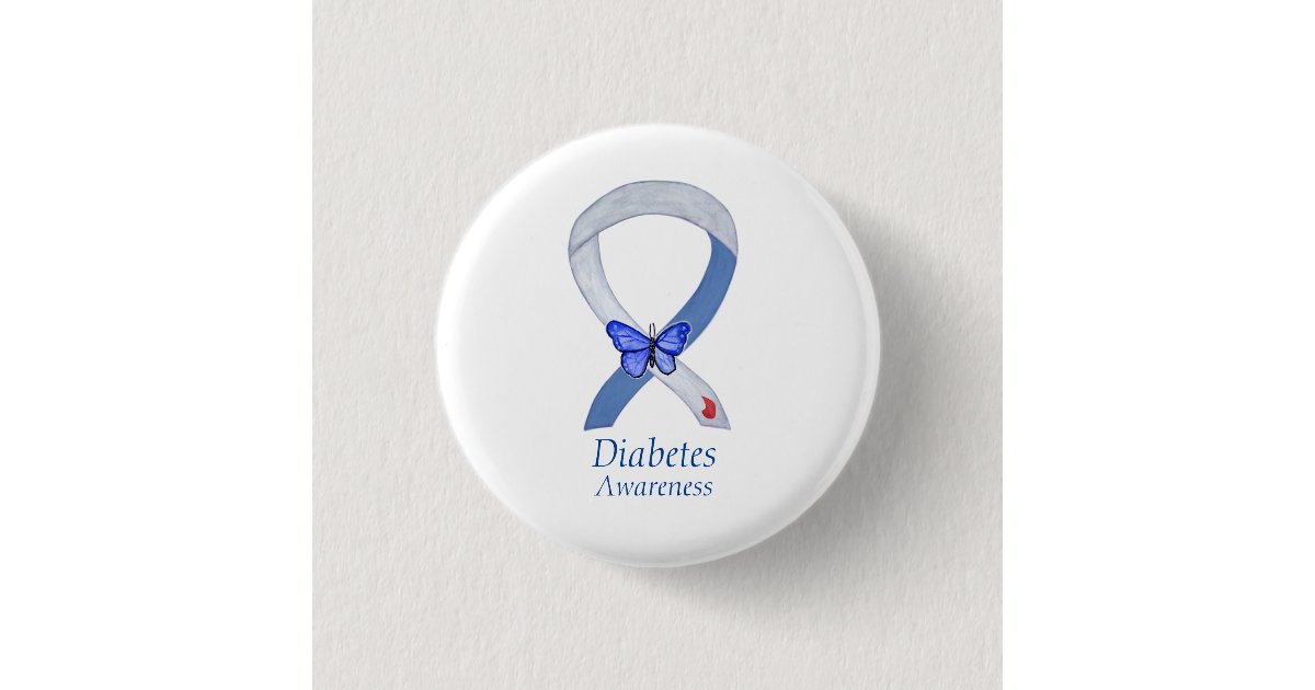 Diabetes Awareness Ribbon Butterfly Pin Buttons | Zazzle