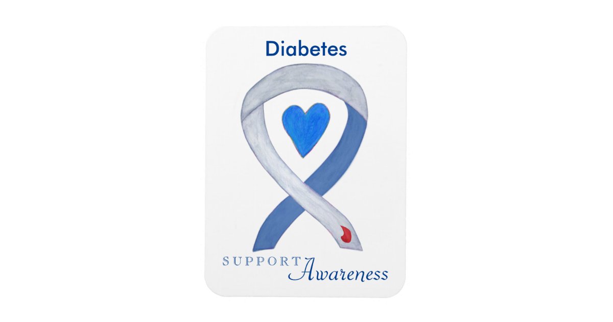 Diabetes Awareness Ribbon Heart Fridge Magnets | Zazzle