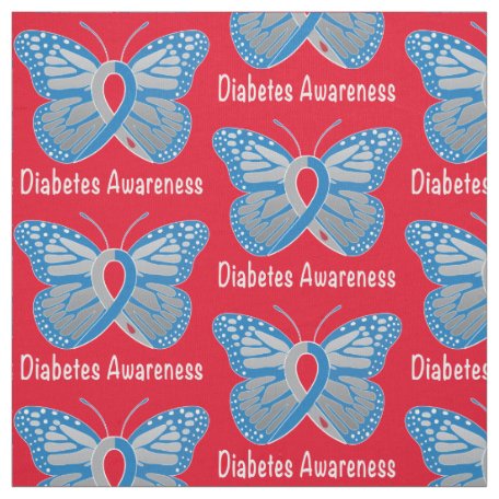 Diabetes Butterfly Awareness Ribbon Fabric | Zazzle