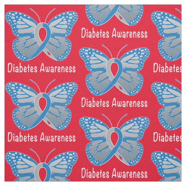 Diabetes Butterfly Awareness Ribbon Fabric | Zazzle