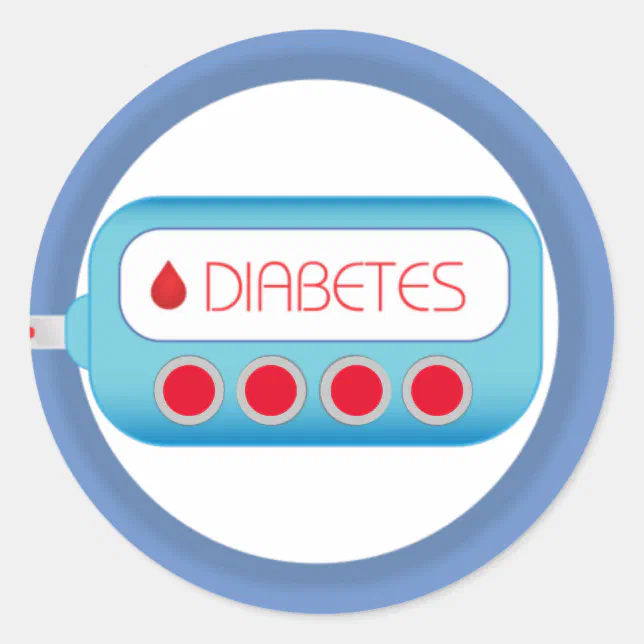 Diabetes Glucometer Graphic Classic Round Sticker | Zazzle