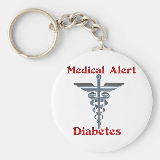Diabetes Medical Alert Silver Rod & Snakes Keychain | Zazzle.com