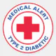 Diabetes Medical Alert Type 2 Diabetic Red Classic Round Sticker | Zazzle