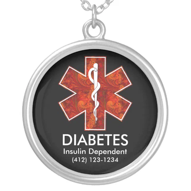 Diabetes Medical ID Necklace - Customizable | Zazzle