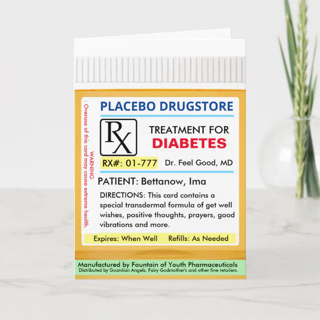 DIABETES RX Prescription for Health Get Well Card | Zazzle