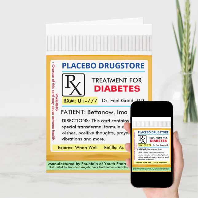 DIABETES RX Prescription for Health Get Well Card | Zazzle