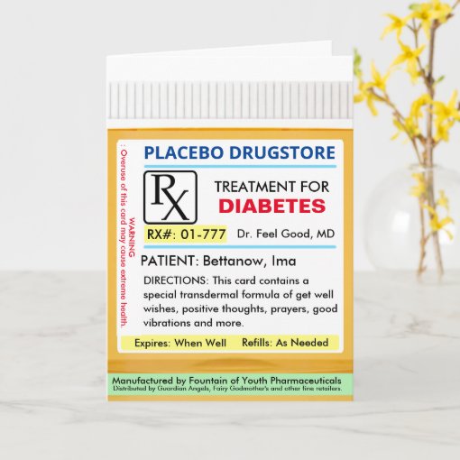 DIABETES RX Prescription for Health Get Well Card | Zazzle