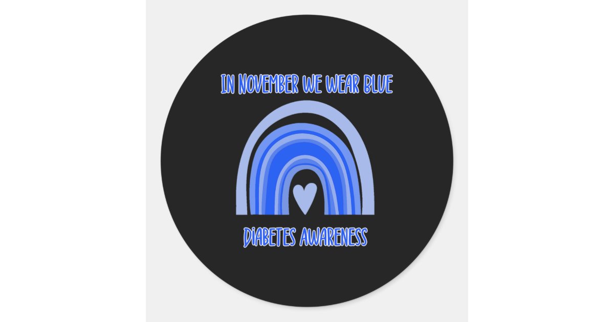 Diabetes T1D Awareness Month Blue Rainbow Ribbon S Classic Round ...