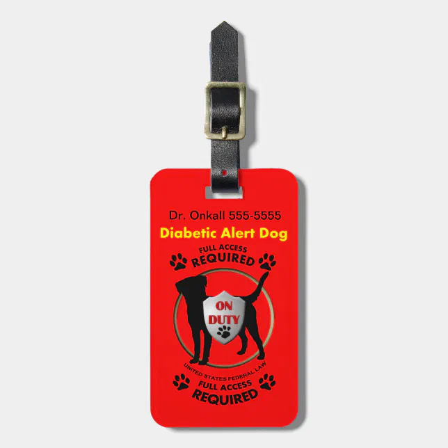 Diabetic Alert Personalized Dog ID Luggage Tag | Zazzle