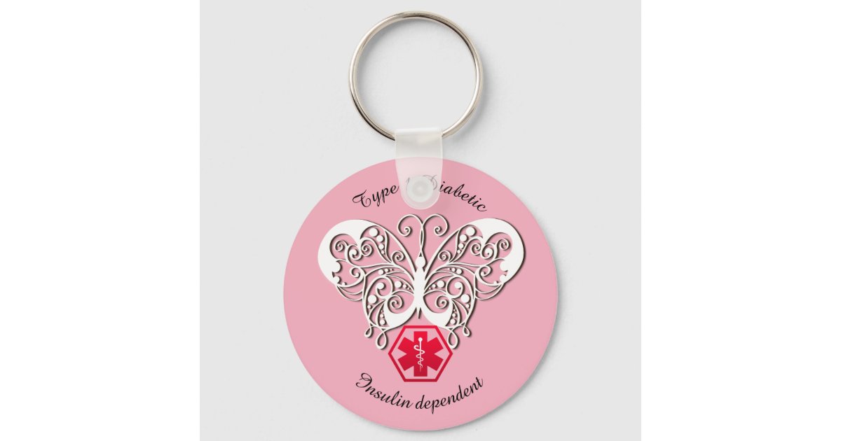 Diabetic Alert Type 1 or 2 Personalize Keychain | Zazzle