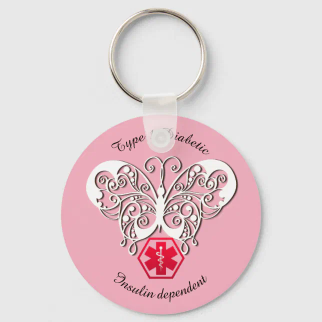Diabetic Alert Type 1 or 2 Personalize Keychain | Zazzle