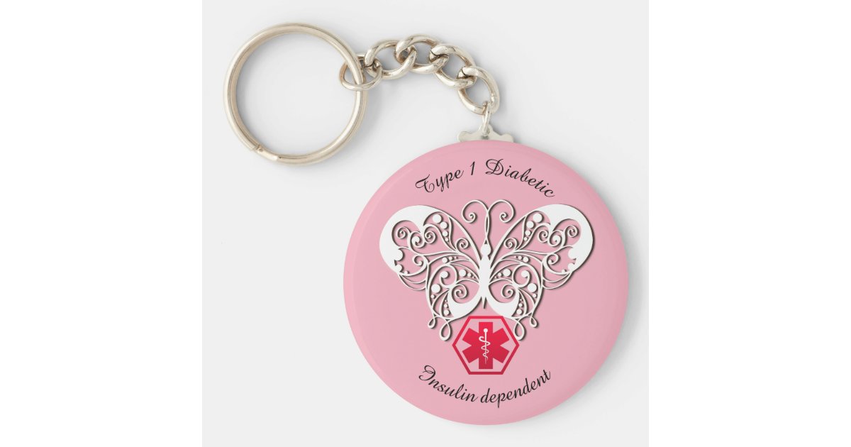 Diabetic Alert Type 1 or 2 Personalize Keychain | Zazzle