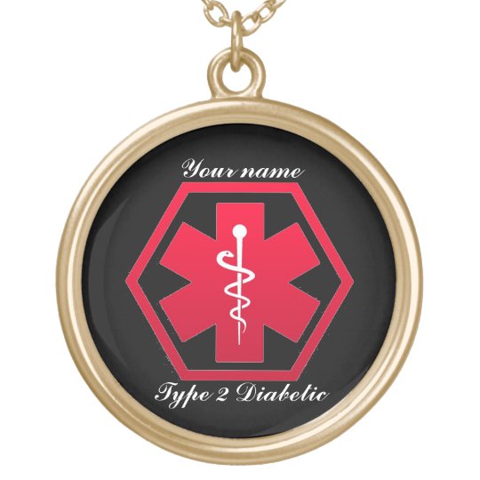Diabetic Medical Alert Gold Plated Necklace | Zazzle.com