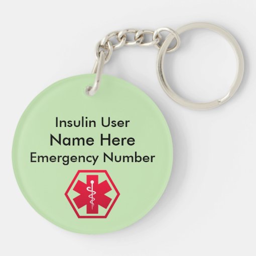 Diabetic Medical Alert Keychain | Zazzle
