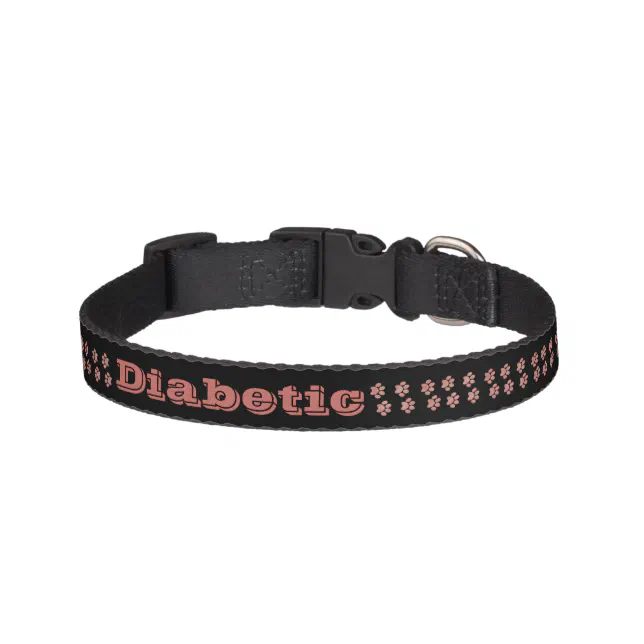 Diabetic Medical Alert Paw Print Pet Collar | Zazzle