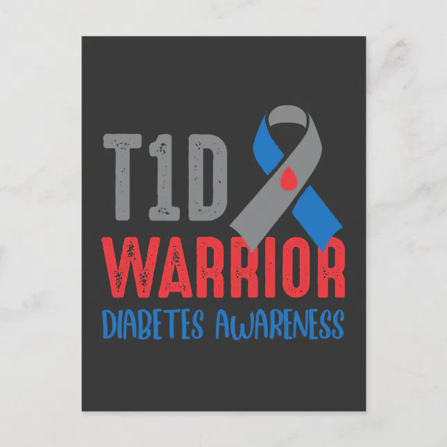 Diabetic T1D Warrior Diabetes Awareness Postcard | Zazzle