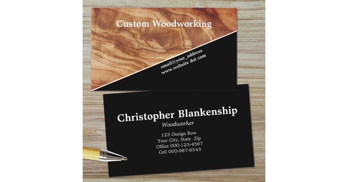 Diagonal Finished Wood Carpentry Profession Business Card | Zazzle