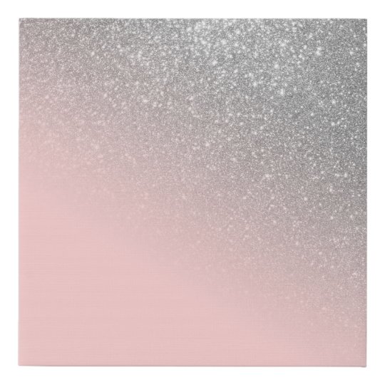 Diagonal Girly Silver Blush Pink Ombre Gradient Faux Canvas Print ...