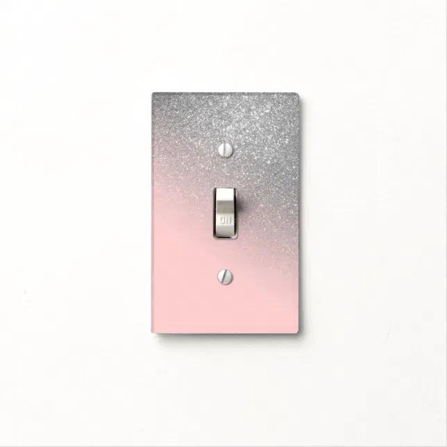 Diagonal Girly Silver Blush Pink Ombre Gradient Light Switch Cover | Zazzle