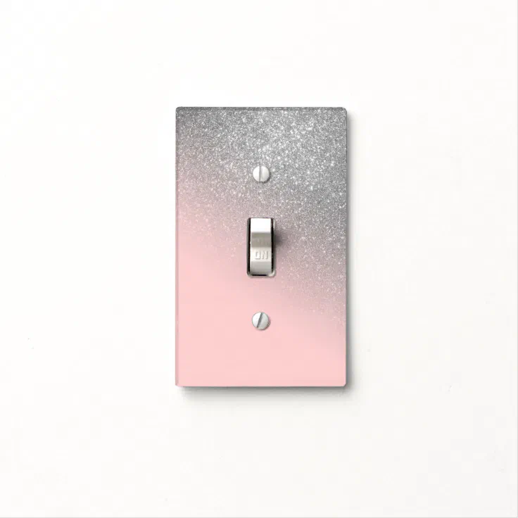 Diagonal Girly Silver Blush Pink Ombre Gradient Light Switch Cover | Zazzle