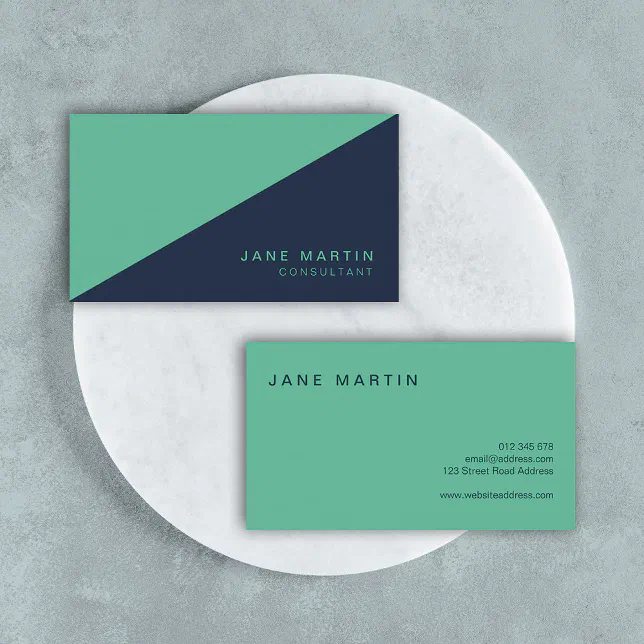 Diagonal Modern Blue and Turquoise Shade Business Card | Zazzle