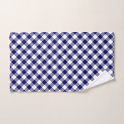 Diagonal Navy and White Checked Plaid Towel Set | Zazzle