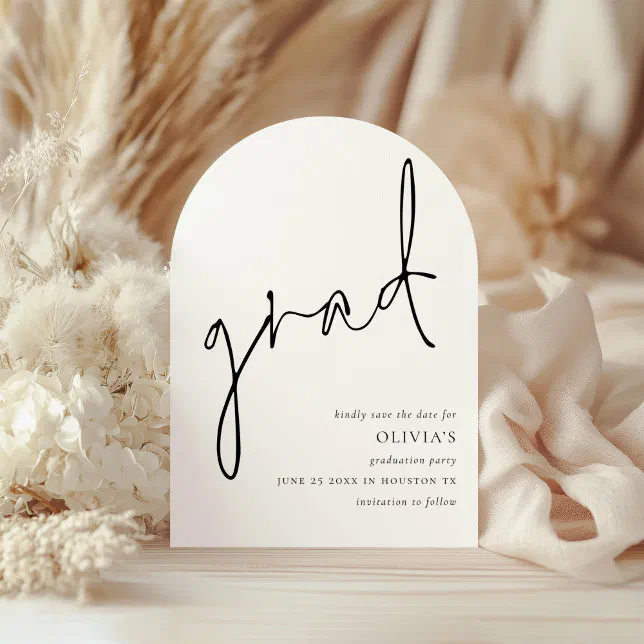 Diagonal Script Graduation Grad Arch Save the Date | Zazzle