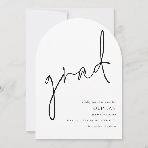 Diagonal Script Graduation Grad Arch Save the Date | Zazzle