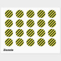diagonal stripes black and yellow classic round sticker | Zazzle