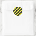 diagonal stripes black and yellow classic round sticker | Zazzle