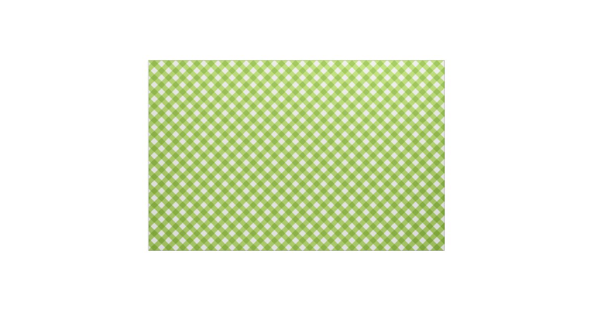 Diagonal White/Green Gingham Pattern Fabric | Zazzle